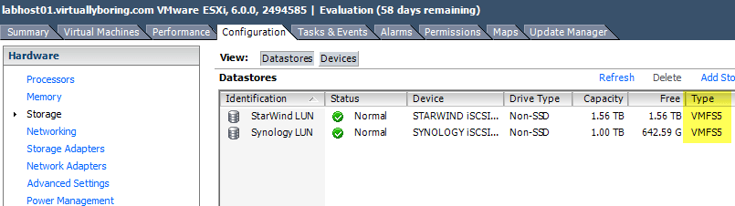 Deprecated VMFS volume(s) found on the host - Virtually Boring