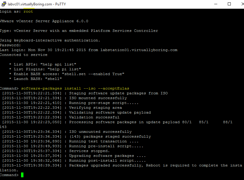 Updating vCenter Server Appliance 6.0 to Update 1 & 1b - VirtuallyBoring